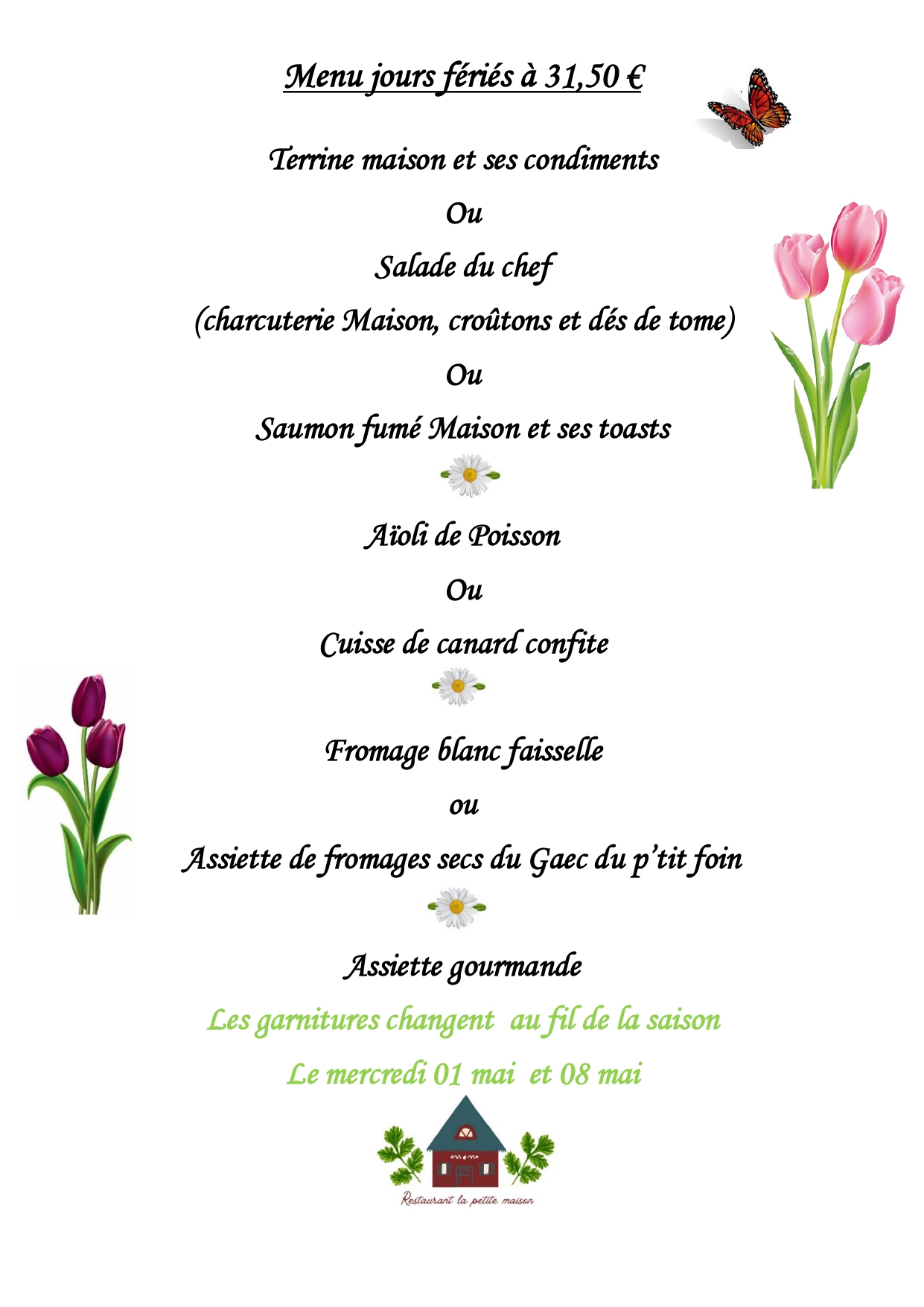Les Menus | La Petite Maison