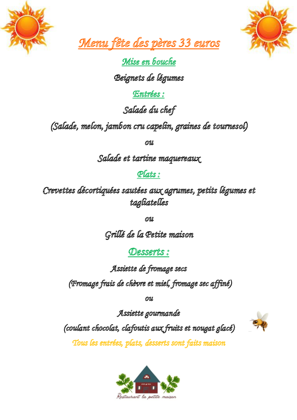 Les Menus | La Petite Maison